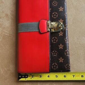 Bags | Monogram Red Brown Color Clutch Wallet | Poshmark